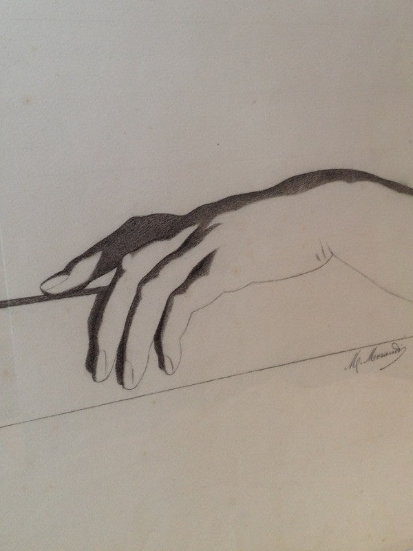 Italian Antique Pencil Drawing Of Hands - Mercato Antiques - 3