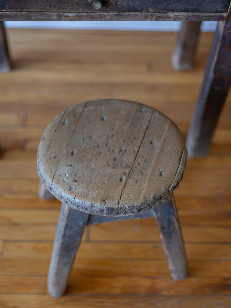 (SOLD) Vintage Silversmith Workbench and Stool - Mercato Antiques